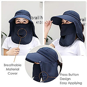 DRIONO Wide Brim Sun Hat – Multifunctional UPF 50 Protection Bucket Fishing Hat Cap (Navy)