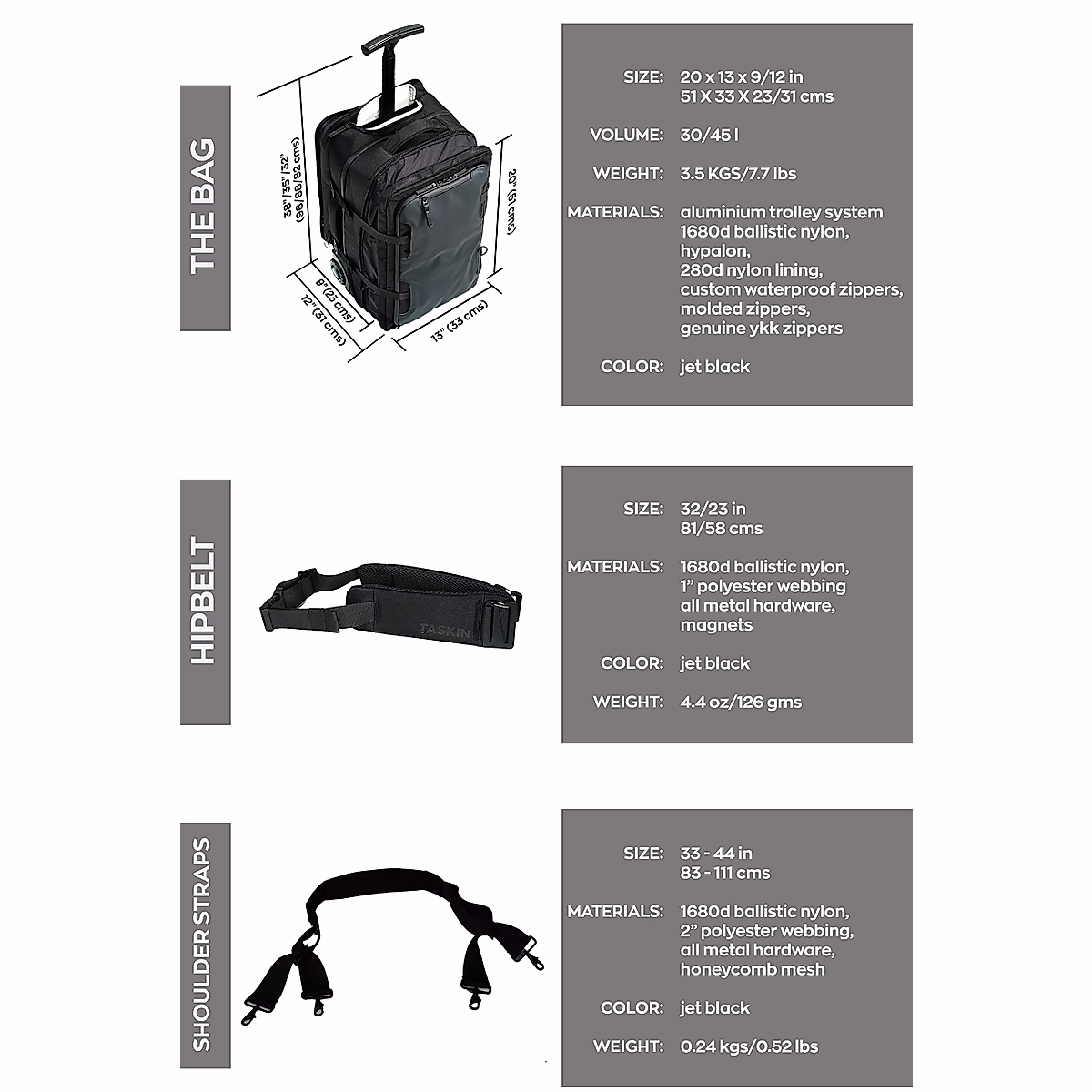 New | Taskin Xplorer (Now Larger) | Wheeled Rolling Travel Backpack w/ Laptop Compartment | Expandable & Convertible | Explorer