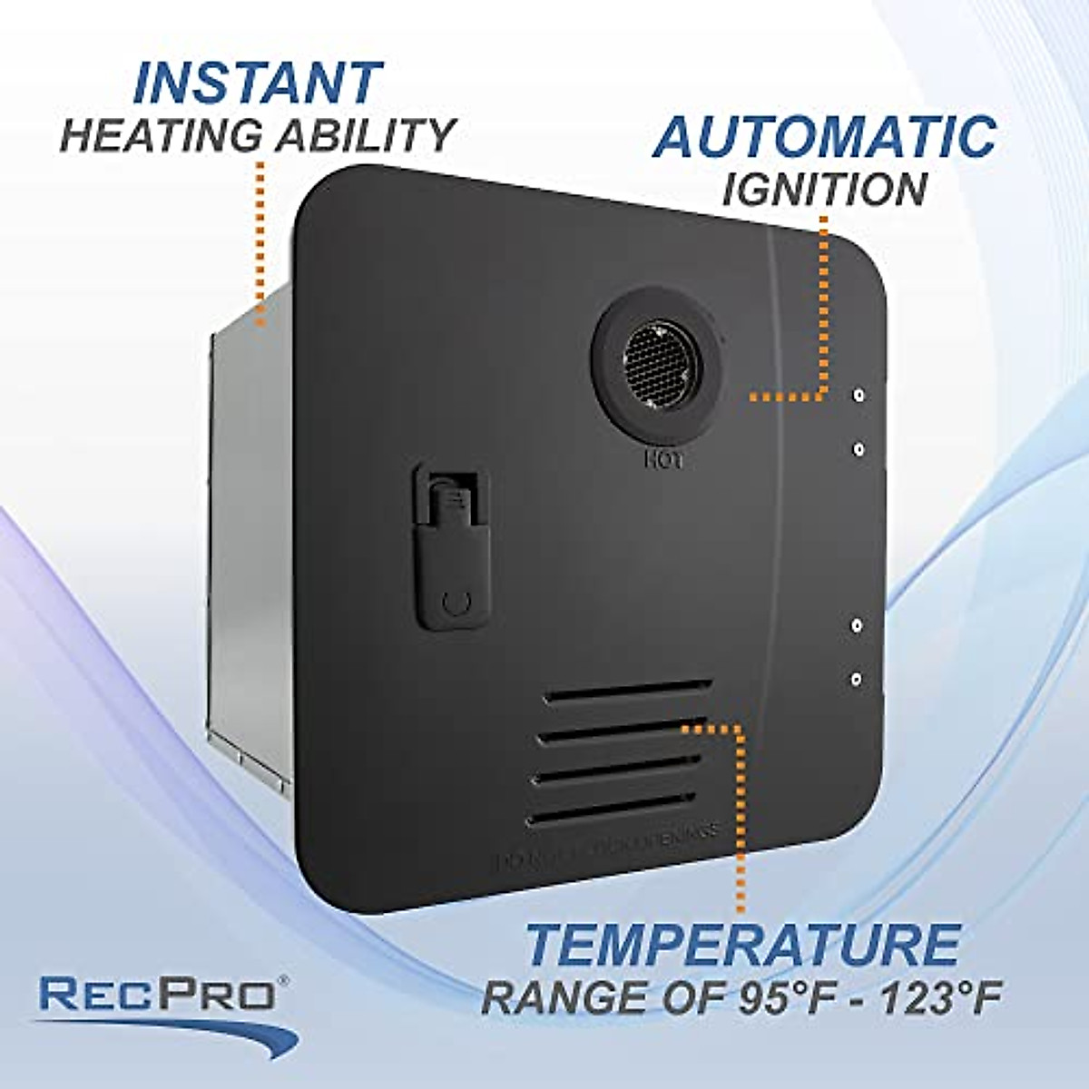 RecPro RV Tankless Water Heater | On Demand Hot Water Heater | Gas Water Heater | Remote Control Included (Black)