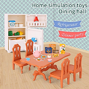 Dollhouse Furniture Set for Kids Toys Miniature Doll House Accessories Pretend Play Toys for Boys Girls & Toddlers Age 3+ with The Dining Room