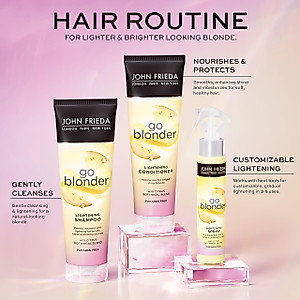 John Frieda Go Blonder Shampoo and Conditioner Set, Gradually Lightens Blonde Color Up, For Natural or Color-Treated Hair, Formulated with a Citrus Botanical Blend, Paraben Free, 8.3 oz, Pack of 2
