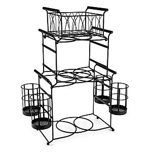 Sorbus® Buffet Caddy — 7-Piece Stackable Set Includes Plate, Napkin, and Silverware Holder, 3-Tier Detachable Tabletop Organizer — Ideal for Kitchen, Dining, Entertaining, Parties,Thanksgiving (Black)