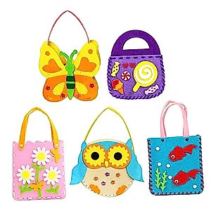 TOYANDONA 5 Sets DIY Handbag Kids Purse Kids Suit Case Candy Kit Sewing Crafts Beginners My First Sewing Kit My First Sewing Bag Cartoon Handbag. Delicate Handbag Portable Bag Storage Bag