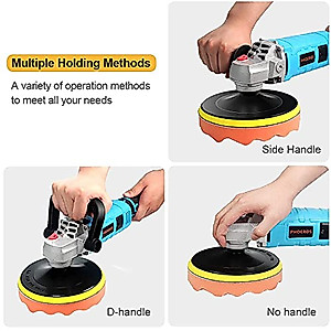 PHOEROS Buffer Polisher，7 inch Car Buffer Polisher kit with 7 Variable Speed, 4 Pads, Tool Bag for Car Polishing Sanding and Waxing Sealing Glaze