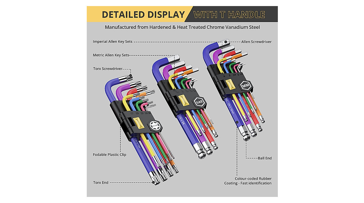 AMTOVL 27PCS Allen Key Set - Versatile & Durable