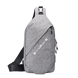 LITEMOUNT Lightweight Outdoor Crossbody Sling Backpack, Shoulder Sling Bag, Chest Backpack with USB Charging & Audio Ports (Grey)