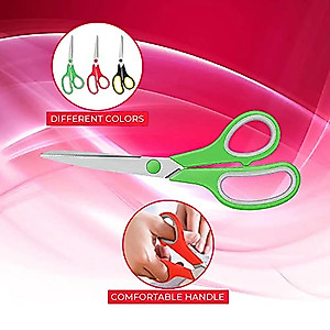 ZekPro 3 Pack Scissors 8" Craft Scissors All Purpose, Heavy Duty Sharp Blade Shears Sewing Scissor for Office, Fabric and School Supplies Left - Right Handed