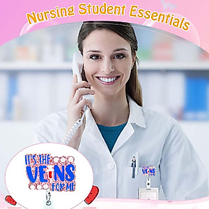 ANDGING Funny Phlebotomy Badge Reel Holder Retractable Badge Clips It's The Veins for Me Cute Phlebotomist Nursing Badge Reels Retractable for Nurses Medical ID Card Badge Holder Office Accessories