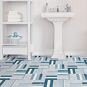 FloorPops FP3300 Azure Peel & Stick Floor Tiles, Blue