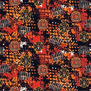SYKEL ENTERPRISES Firefighter Fabric, by The Yard, Fire Dept Firefighters Seal, Sykel Enterprises, FIREFIGH-1180, Quilting Cotton, BTY