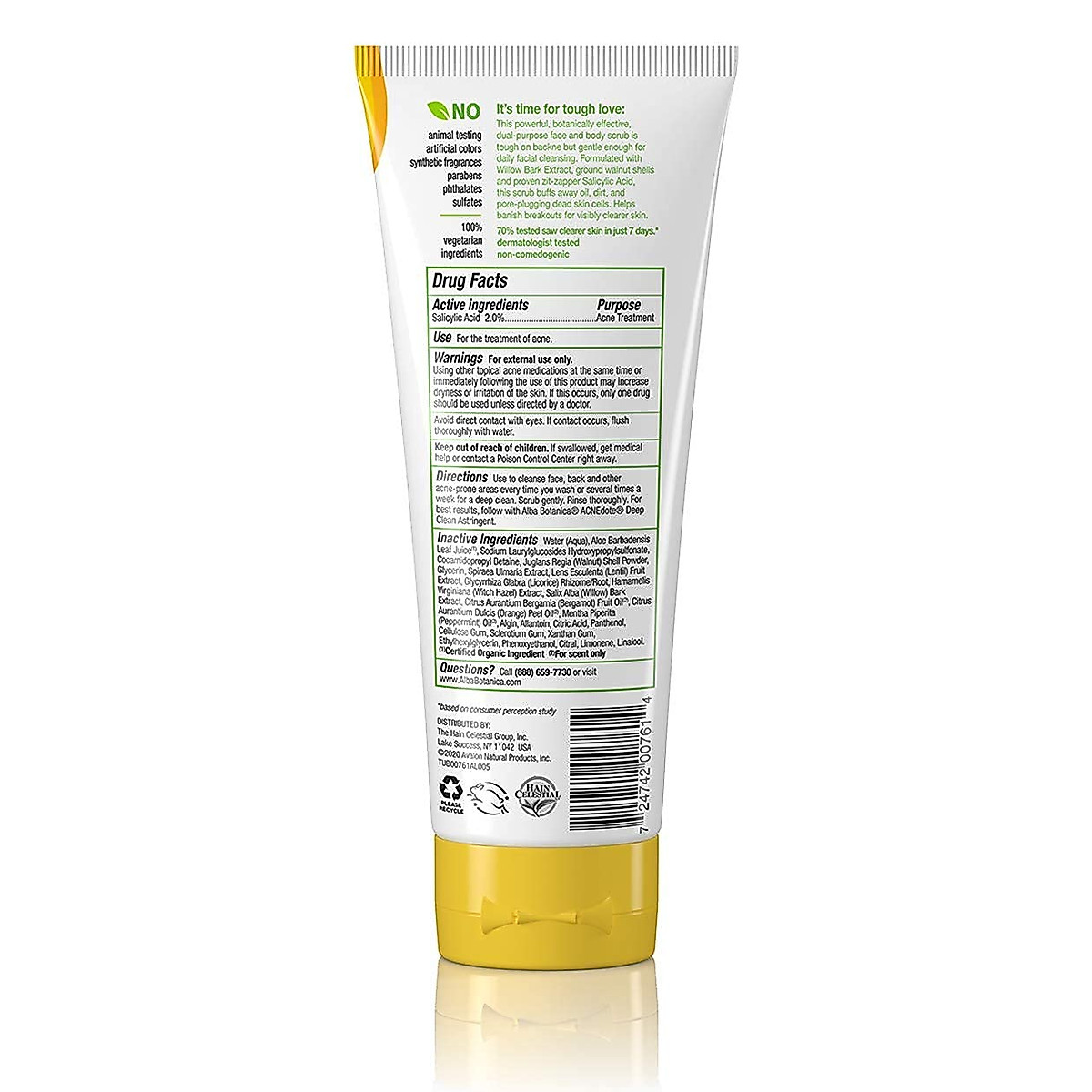 Alba Botanica Acnedote Face & Body Scrub, Maximum Strength 8 oz ( Pack of 3)