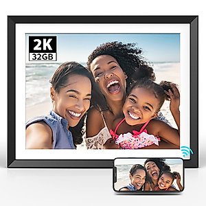 BSIMB 2K WiFi Digital Picture Frame with Ultra-Clear Display, 9.7 Inch Electronic Photo Frame, IPS Touch Screen, Instantly Share Photos&Videos Via Email/App, Gift for Mother's Day