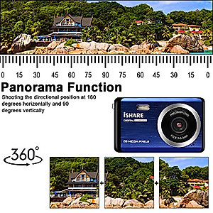 Digital Camera for Photography, Rechargeable 20MP Point and Shoot Camera with 2.8" LCD 8X Digital Zoom for Kids Teens Elders（Blue）