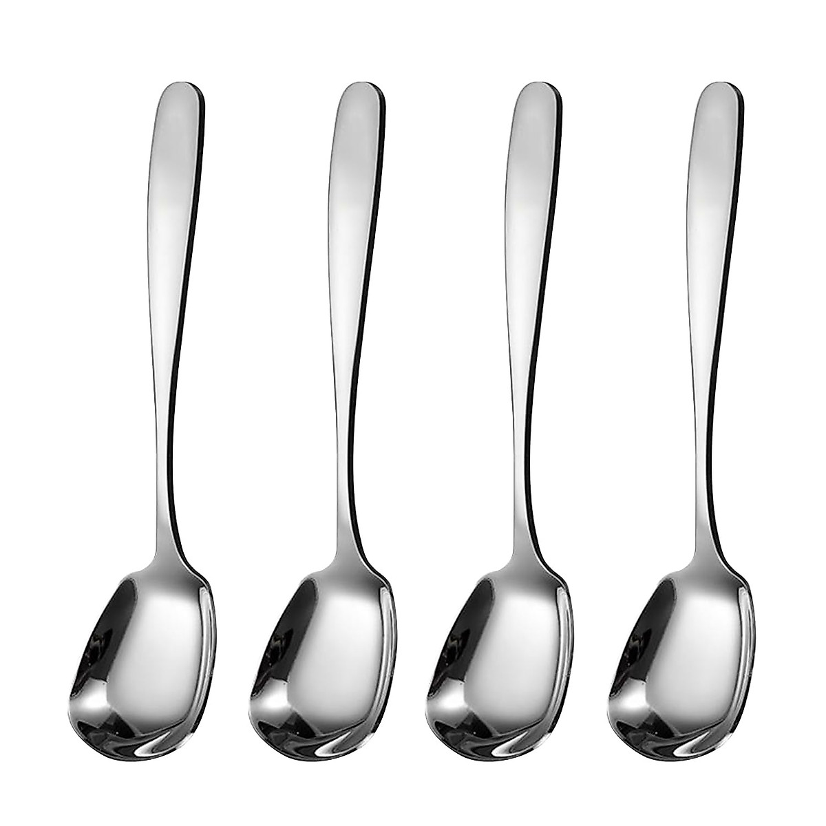 Ouliget Square Head Spoons, Korean style Square Sugar Spoon,Thick Heavy Stainless Steel Soup Spoons Table Spoons Dinner Spoons Flat Square Spoon,7 Inch,Set of 4.