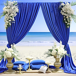10ft x 7ft Royal Blue Backdrop Curtain for Parties Blue Wrinkle Free Backdrop Drapes Panels for Baby Shower Birthday Party Wedding Photo Photography Polyester Fabric Background Decoration
