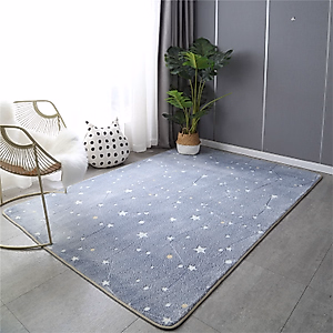 Gefosin Luminous Area Rug Glow in The Dark for Bedroom Living Room, Unique Soft Washable Modern Indoor Rugs for Children Dorm Home Decor, Blue Galaxy 2x4 Feet