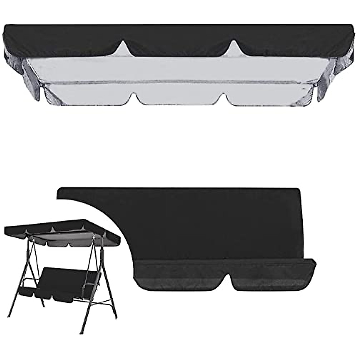 Waterproof Swing Ceiling Cover Swing Cover Garden Courtyard Anti-ash and Anti-Falling Sunshade Cover 210D Garden Protective Cover for 2/3-Seater-Swing 22.6.21