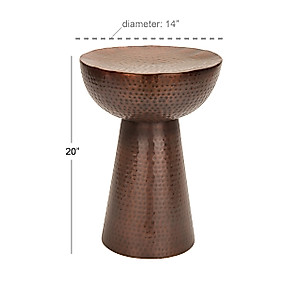 Deco 79 Metal Accent End Hammered Design, Side Table 14" x 14" x 20", Bronze