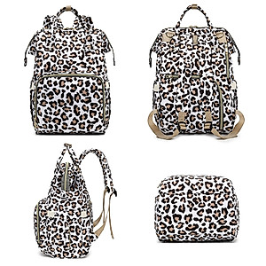 Yusudan Leopard Diaper Bag Backpack for Baby Boys Girls, Waterproof Large Nappy Bags for Mom & Dad