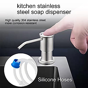 SINOLOFTY Built in Soap Dispenser for Kitchen Sink 47" Extension Tube Kit Countertop Stainless Steel Liquid Dish/Hand Soap Dispenser No More Top Refill Directly to Soap Bottle