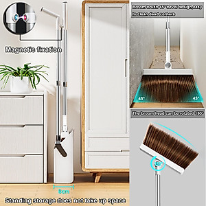 RUNLAIKEJI Broom and Dustpan Set, Dustpan and Broom Set Long Handle, Broom and Dustpan Set Heavy Duty, Broom and Dustpan Set for Home, for Office Home Kitchen Lobby Indoor Floor Cleaning Use