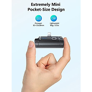 Abnoys Portable-Charger-Power-Bank - 8000mAh Mini Power Bank Ultra Compact Portable Phone Charger Battery Pack Compatible with iPhone Comes with a Type-C Conversion Interface (Black)