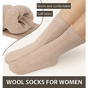 YSense Pack of 5 Womens Wool Socks Winter Warm Hiking Socks Casual Calf Athletic Socks Gifts