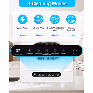 Bonxrdun Countertop Dishwasher, Portable Dish Washer, 5 Washing Modes, 360° Cleaning, Energy Efficient, Low Noise, Perfect for Small Families, Compact Size for RVs & Kitchens