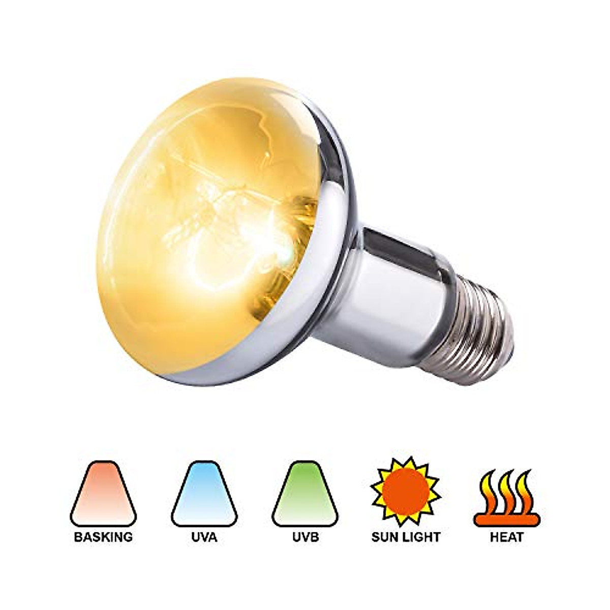 WACOOL Reptile Heat Lamp UVA UVB Reptile Light All in One, Simulated Full Spectrum Basking Sunlight Bulb for Reptile Amphibian Tortoise Snake Gecko Bearded Dragon Use + UVB Sensor Card 1PC