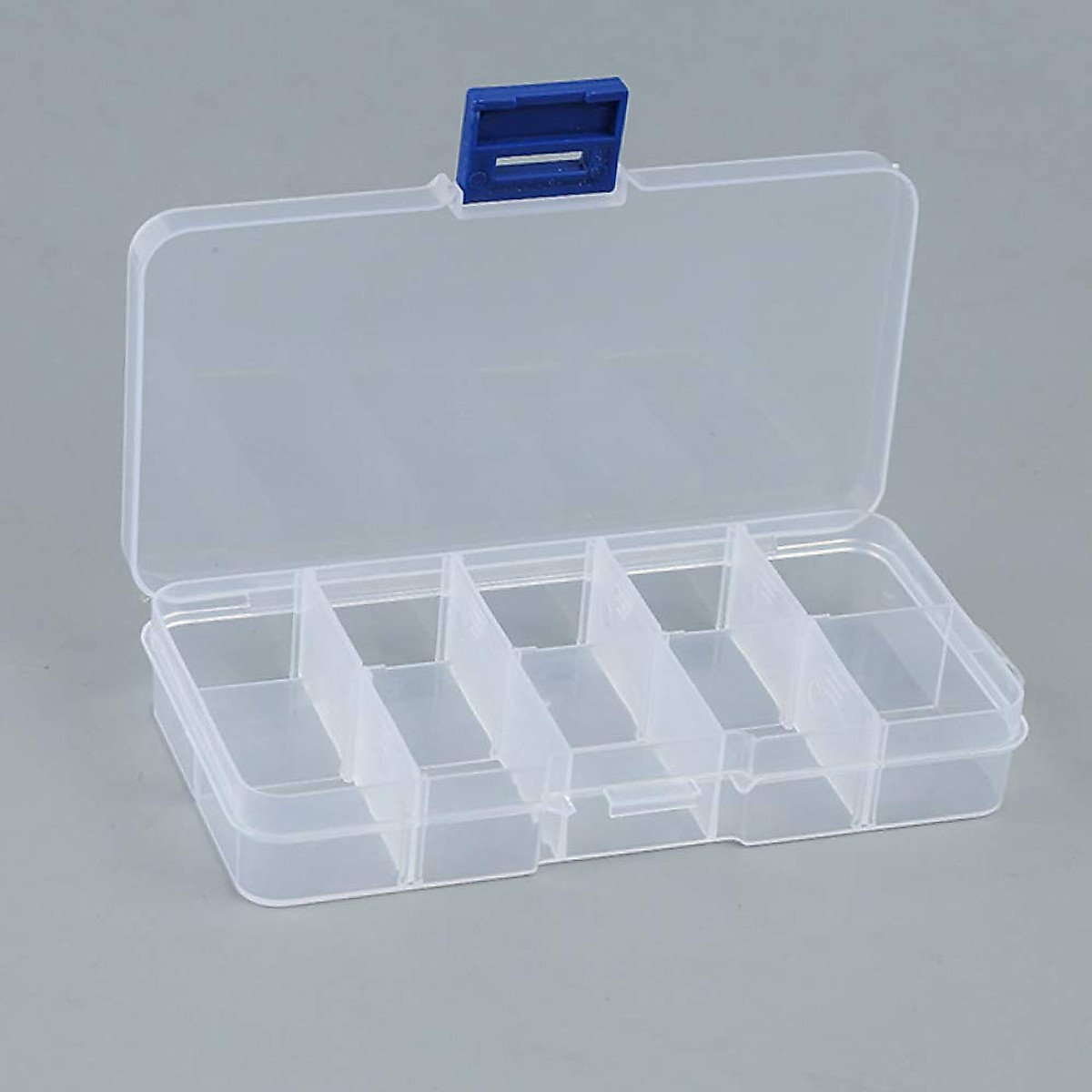 Balsar 10 Grids Plastic Organizer Box Storage Container Jewelry Box with Adjustable Dividers for Beads Art DIY Crafts Jewelry Fishing Tackles,Clear