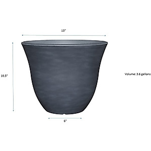 Classic Home and Garden Indoor/Outdoor Round Honeysuckle Resin Flower Pot Planter, Zinc Grey, 13" (Pack of 4)