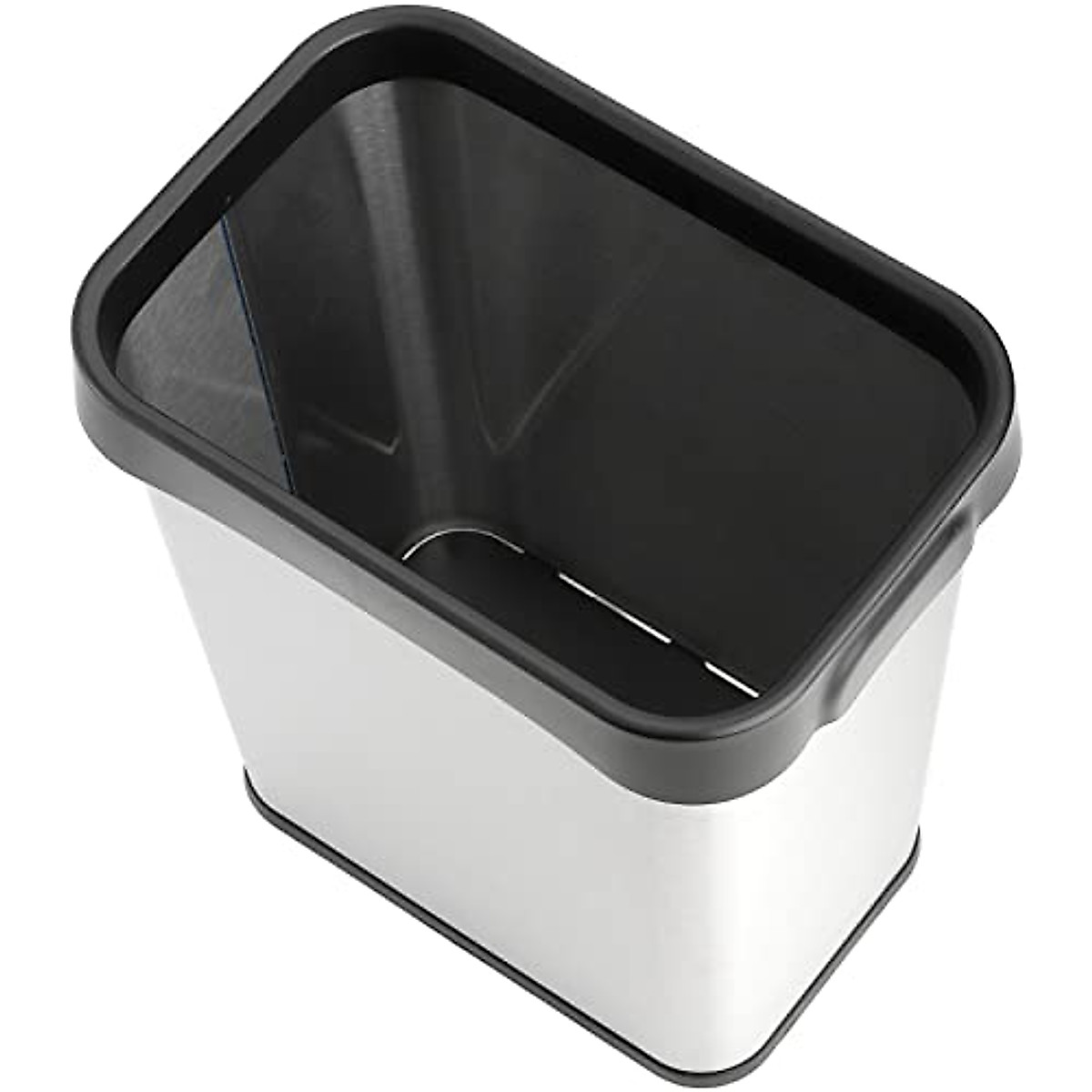 Frcctre 2.1 Gallon / 8L Open Top Stainless Steel Trash Can, Small Compact Modern Rectangular Metal Trash Can Office Wastebasket Garbage Bin for Office Bedroom Bathroom Home - 9.8"L x 6.5"W x 10.6"H