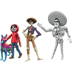 Disney Pixar Coco Storyteller Action Figure Multi-Pack, Miguel Hector Ernesto Dante In the Land of the Dead, Posable Movie Toys