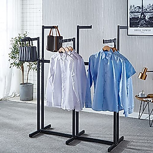 Modern Clothing Store Garment Rack for Boutiques ,Floor-Standing Clothes Shelves Heavy Duty Black 6 Way Rack,Commercial Grade Nakajima Clothes Display Rack,Rack for Hanging Clothes Retail Display