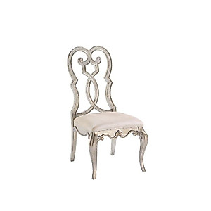 Acme Furniture Set of 2 Velvet Upholstered Side Chairs, Ivory/Antique Champagne