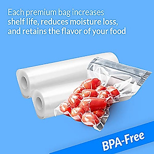 Reli. Vacuum Sealer Bags - 4 Rolls of 8"x50' | 4 Rolls Bulk - 200ft Total | Vacuum Sealer Rolls 8inx50ft for Food | BPA Free, Cut to Size | Vacuum Sealer Bags for Food, Sous Vide, Storage/Prep | Clear