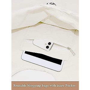 YieeTam Personalized Initial Canvas Tote Bag, Reusable Grocery Bags with Inner Pocket, Large Canvas Tote Bag for Women