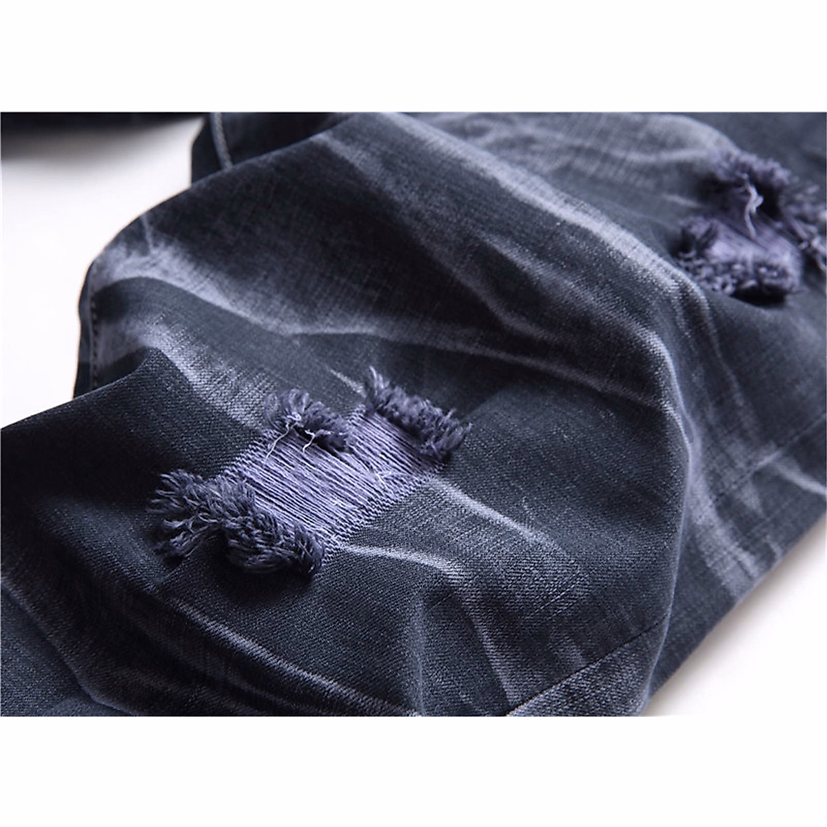 Men's Stylish Tied Dyed Jeans Ripped Stretch Printed Slim Fit Denim Pants Casual Straight Washed Distressed Jean (Purple,30)