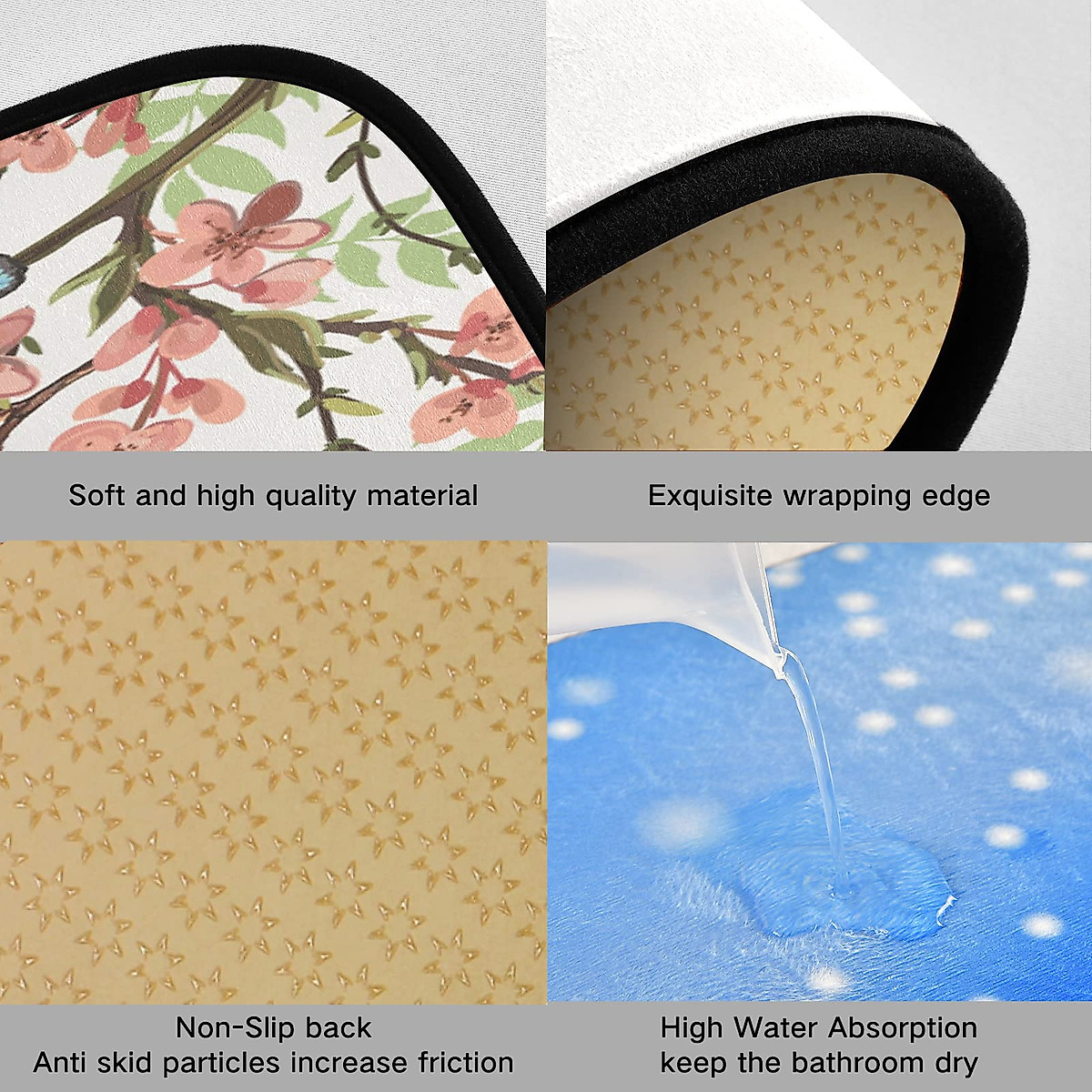 Hummingbird Kitchen Mats 39 X 20 Inch Butterfly Kitchen Floor Mat Anti Fatigue Comfort Kitchen Rug Non Slip Oil Stain Carpet for Home Bath Outdoor Decor