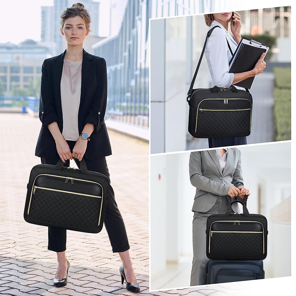 NEWHEY Laptop Bag 17.3 Inch Laptop Briefcase for Women Men Waterproof Shoulder Messenger Bag Large Computer Bag for Business Office Work College, Black