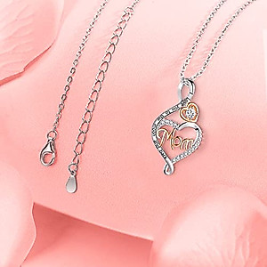BFF&UNICORN Gifts for Mom,Sterling Silver Heart Infinity Mom Necklaces for Women,Birthday Mothers Day Jewelry Gifts for Mom from Daughter Son