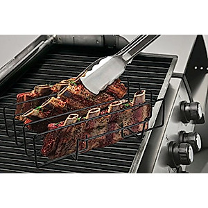Artestia Rib Rack for Smoking and Grilling Barbecuing, Holds 4 Full Racks of Ribs, Non-Stick Rib Rack Fits 14" Gas Smoker or Charcoal Grill, Perfect Smoker Accessories Gift
