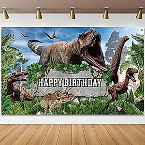 Dinosaurs Birthday Party Backdrop Banner Dinosaur World Birthday Party Decorations for Boys Kids Birthday Party Dinosaur Themed Backgroud Backdrop for Indoor Outdoor Party Decorations Supplies