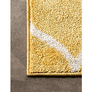 Unique Loom Trellis Frieze Collection Area Rug - Rounded (4' 1" x 6' 1", Yellow/ Ivory)