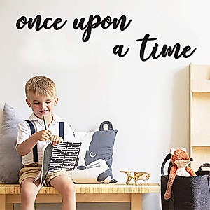 Huray Rayho Once Upon a Time Wood Sign Nursery Wall Decor Words Art Hanging Decor for Family Bookshelf, Reading Nook, Daycare, Classroom - Baby Shower Birthday Gift Ideas for Kids Toddlers Boys Girls