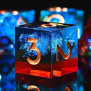 AUSTOR 7-Die DND Dice Set Handmade Sharp Edge Polyhedral Dice for Dungeons and Dragons RPG MTG Table Games（Flame Red & Ice Blue）