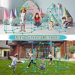 160PCS Kids Fort Building Kit Glow in the Dark Build a Fort with Blanket STEM Educational Toys for 4 5 6 7 8 9 10 11 12 Years Boys Girls Ultimate Construction Gift DIY Forts Builder Set Indoor Outdoor