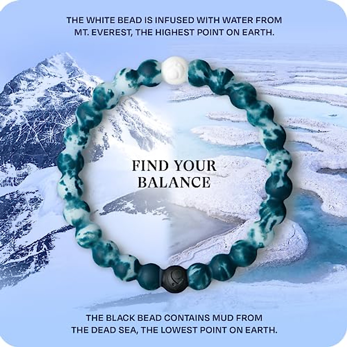 Lokai Hawaiian Silicone Beaded Bracelet for Women & Men, The Surf Collection - Ohana, (Large, 7 Inch Circumference) - Silicone Jewelry Fashion Bracelet Slides-On for Comfortable Fit