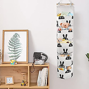 DSVENROLY 3Pcs Hanging Storage Bag with 5 Pockets, Premium Cotton＆Fabric Over The Door Hanging Organizer Waterproof Wall Door Closet Hanging Shelve for Bedroom, Washroom, Living Room