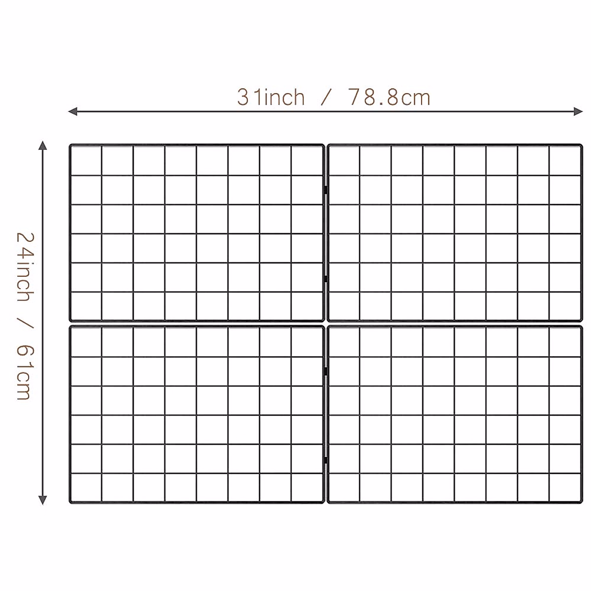 Kakivan Wire Wall Grid Panel for Photo Display, DIY Iron Picture Frames Collage For Hanging Wall Decor, Foldable Multi Pictures Organizer with 12 Clips, 28'' X 22'' Inch.(2 Pack)